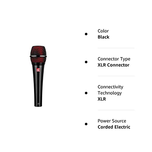 SE Electronics V7 BLACK Studio Grade Handheld Supercardioid Microphone with Shock Mount (Black)