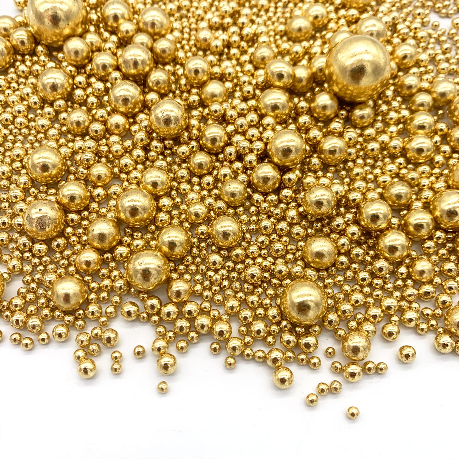 Weraru Bright Gold Pearl Sugar Sprinkles Candy Mixing Size Baking Cake Decorations Cupcake Toppers Cookie Decorating Celebrations Wedding Shower Party Chirstmas Supplies 120g/ 4.2oz