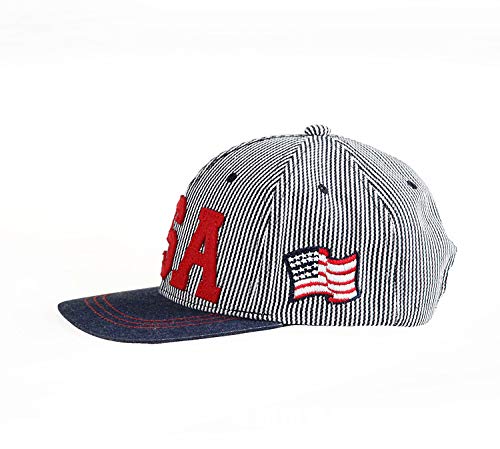 Toddler-Striped-Baseball-Hat American-Flag Snapback Hat Boys Cotton Sun Hat (Blue, 2-6Years)