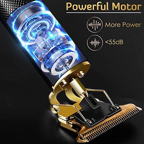 PXLISIE Hair Clippers for Men, Professional Hair Trimmer T Blade Trimmer Zero Gapped Trimmer, Cordless Rechargeable Beard Trimmer Shaver Hair Cutting Kit with Guide Combs (Black)
