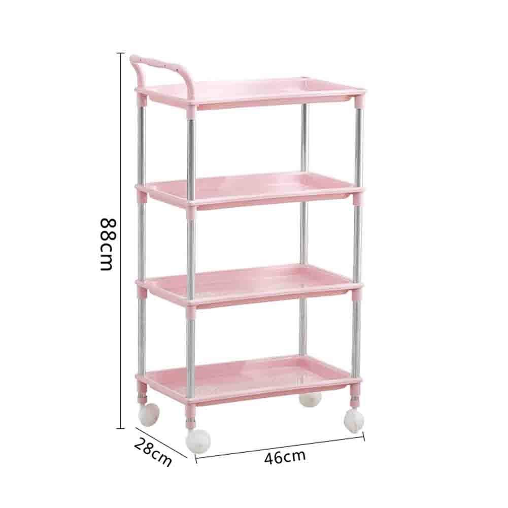 YGCBL Multifunction Portable Hand Trucks,Trolleyserving Trolley Cart Abs Plastic Universal Wheel 4 Tier Drain Moisture Lightweight Armrest Balcony, Load 18 Kg, 3 Colors,Beige