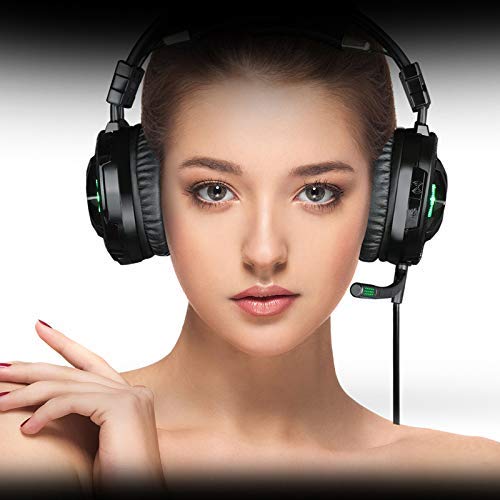 WeIM Gaming Headset Virgo M60 (Black) - Surround Gaming Headset for PC, USB Connector, Intelligent Vibration, Voice Changer, Strong bass, Flexible Sensitive Mic, LED Illumination, Compatible with PS