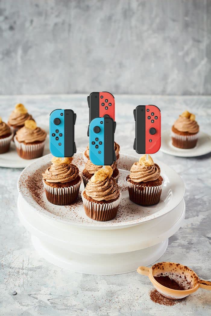 Video Game Cupcake Toppers 24PCS,Switch Game Controller Theme Cupcake Decorations,Birthday Cake Decorations Picks for Boys Gaming Themed Birthday Party