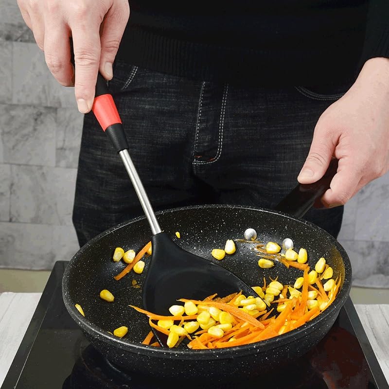 SLEEVY Heat Resistant Soup Spoon Brush Ladle Silicone Non Stick Spatula Spoon Kitchen Tools Cooking Utensil Set (Color : E, Size : 7 pieces)