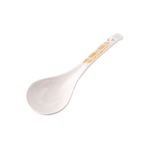 Spoons Silverware Household Large Soup Spoons Ceramic Rice Spoons Thickened Long Handle Spoons Restaurants Serving Soup Spoons Spoon Set (Color : A)