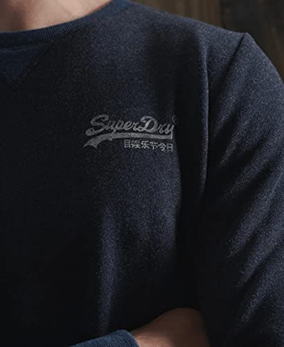 Superdry Mens Orange Label Interest Crew Sweatshirt, Slim Fit, Crew Neckline Midnight Blue Grit Size M