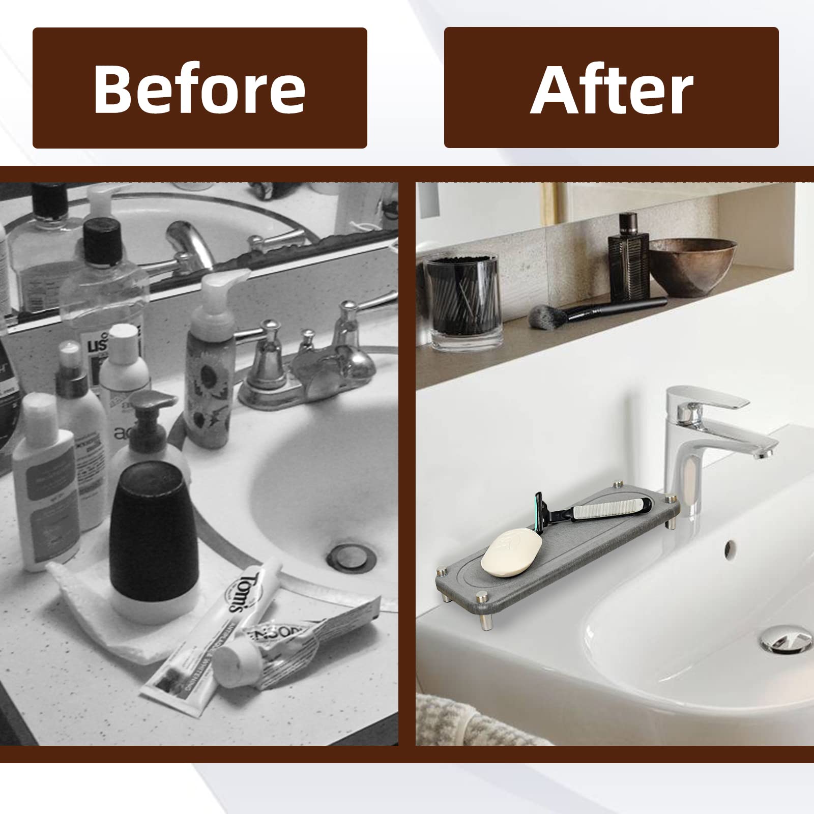 YLTIMER Instant Dry Kitchen Sink Organizer Sink Caddy: Fast Drying Stone Sink Tray for Bathroom Vanity Countertop Kitchen Sink Organizer