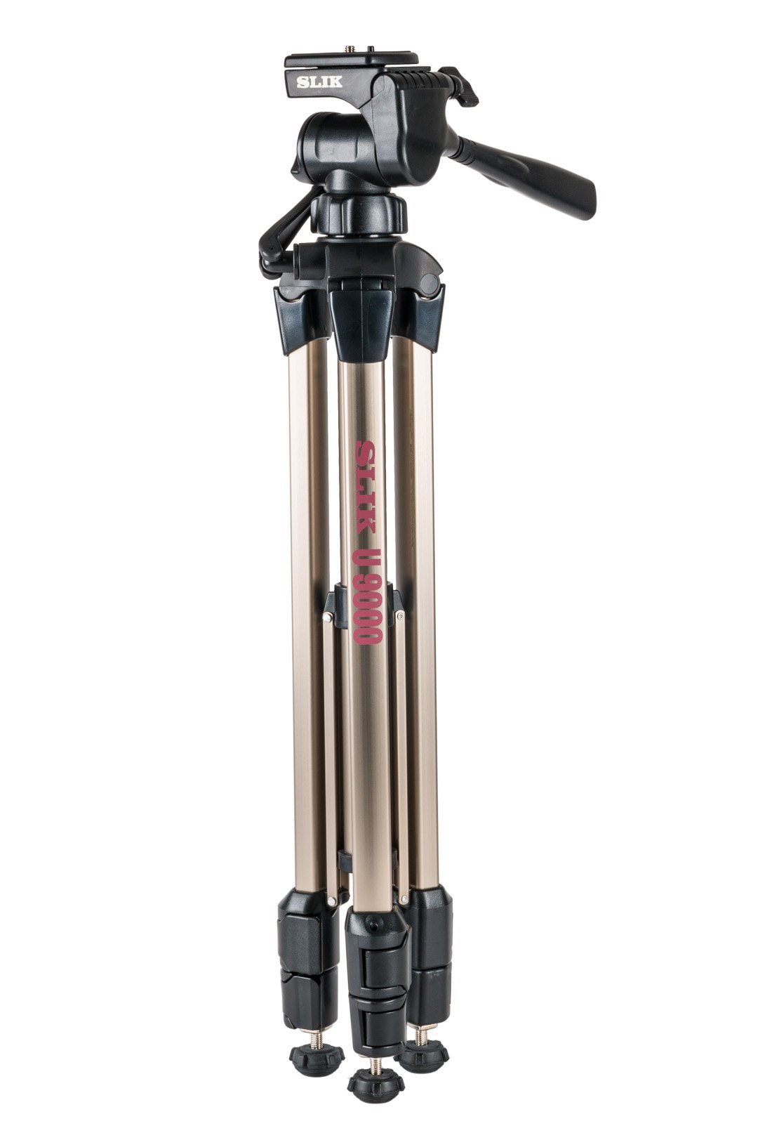 Slik U9000 Tripod with 3-Way Fluid-Effect Head and Built-In Bubble Level,Silver