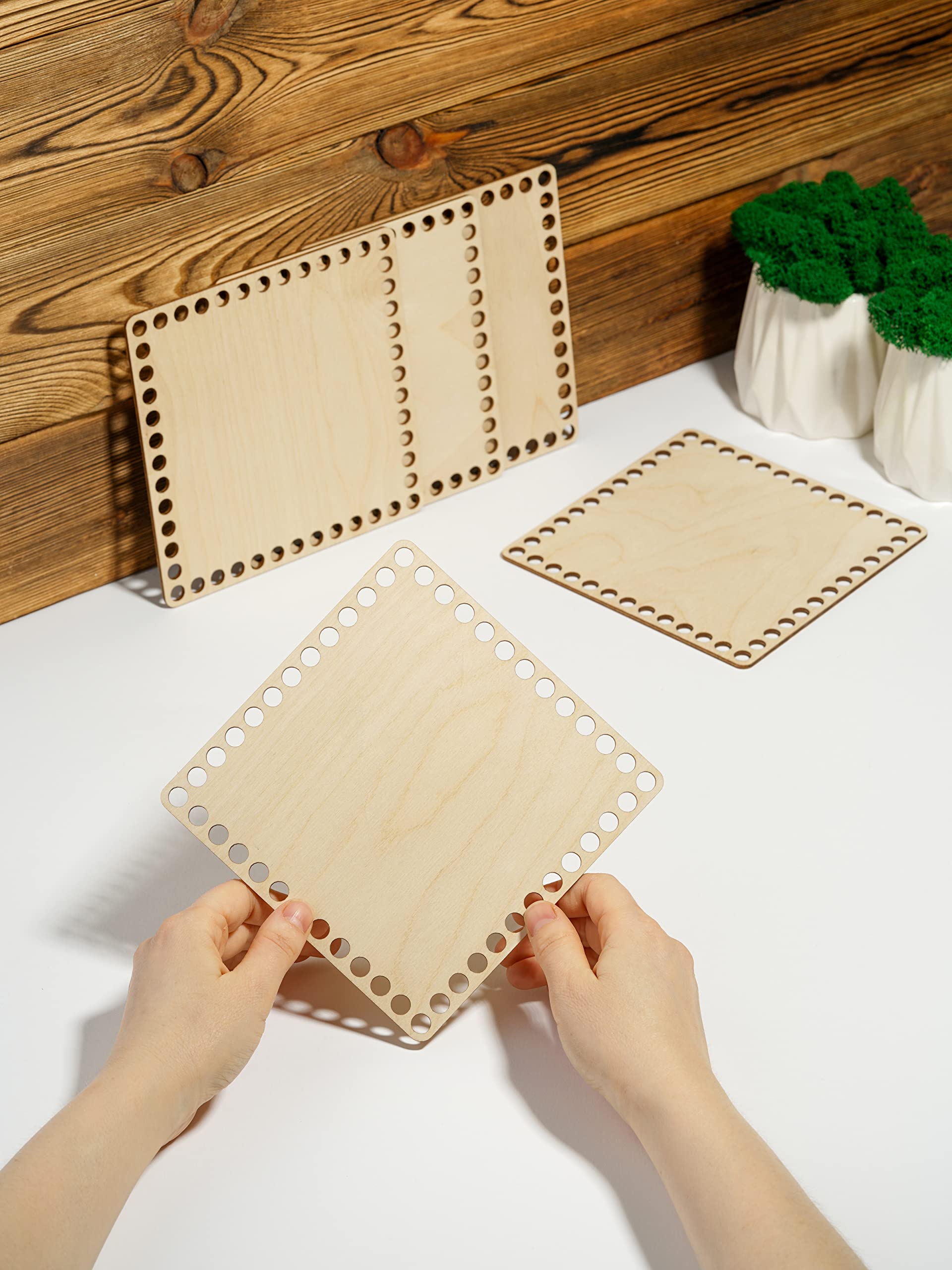 Wooden basket bottom square S 5 pcs