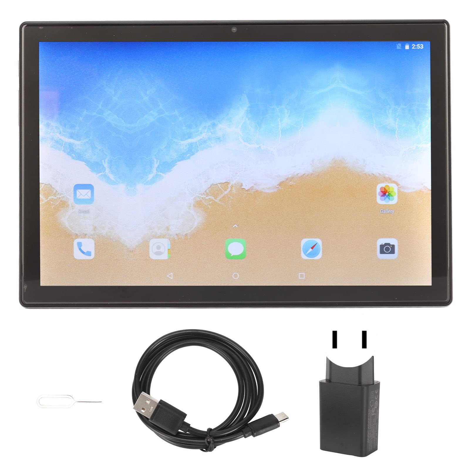 Tablet PC, 7000mAh 10 Inch Dual Camera Octa Core CPU Business Tablet IPS Screen Gray for Office (US Plug)