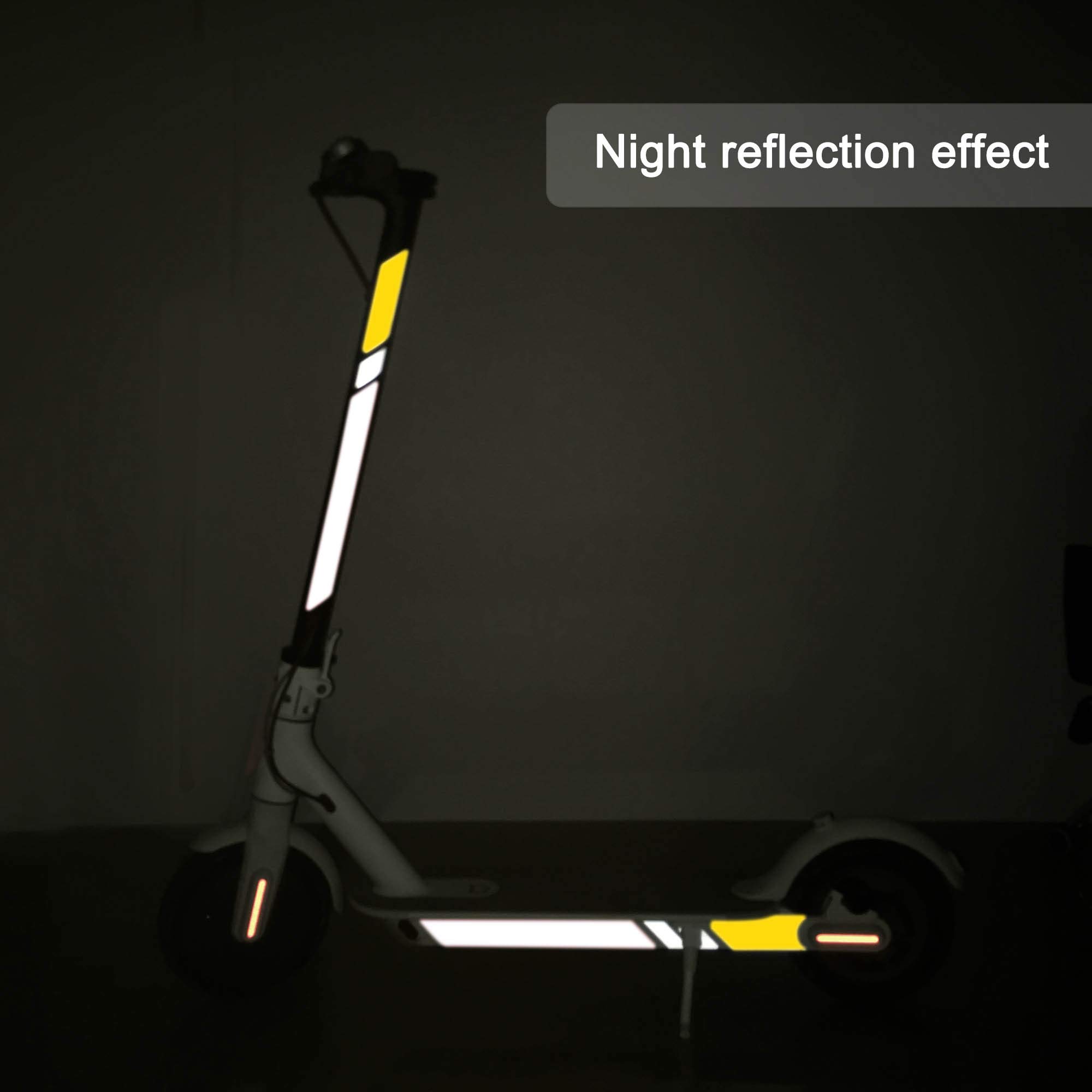 TOMALL Sctooer Reflective Sticker Waterproof Reflective Side Sticker Fluorescent Decal Yellow White for Xiaomi Mijia M365 Electric Scooter