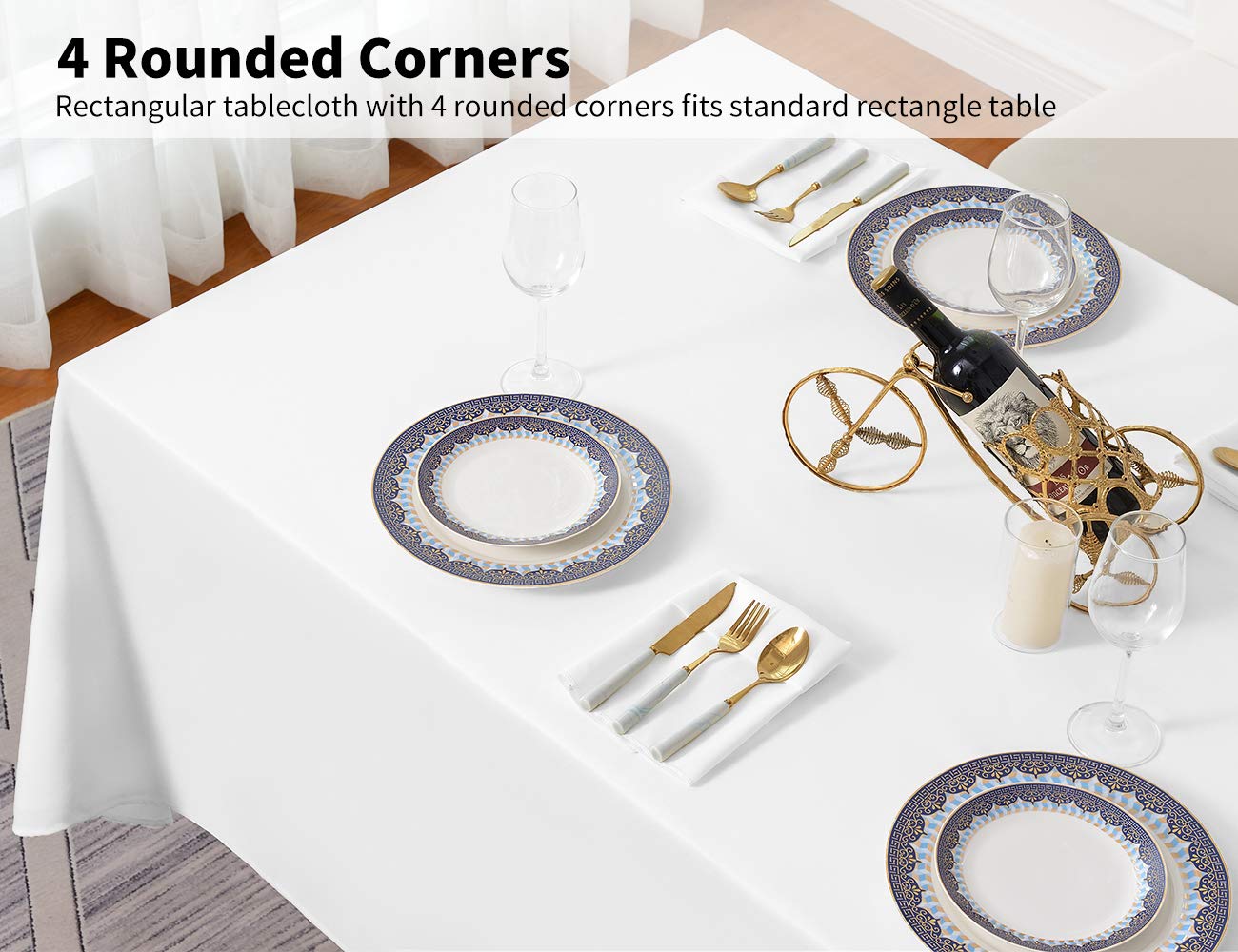 Surmente Tablecloth 90 x 132-Inch Rectangular Polyester Table Cloth for Weddings, Banquets, or Restaurants (White,10 Pack) ………