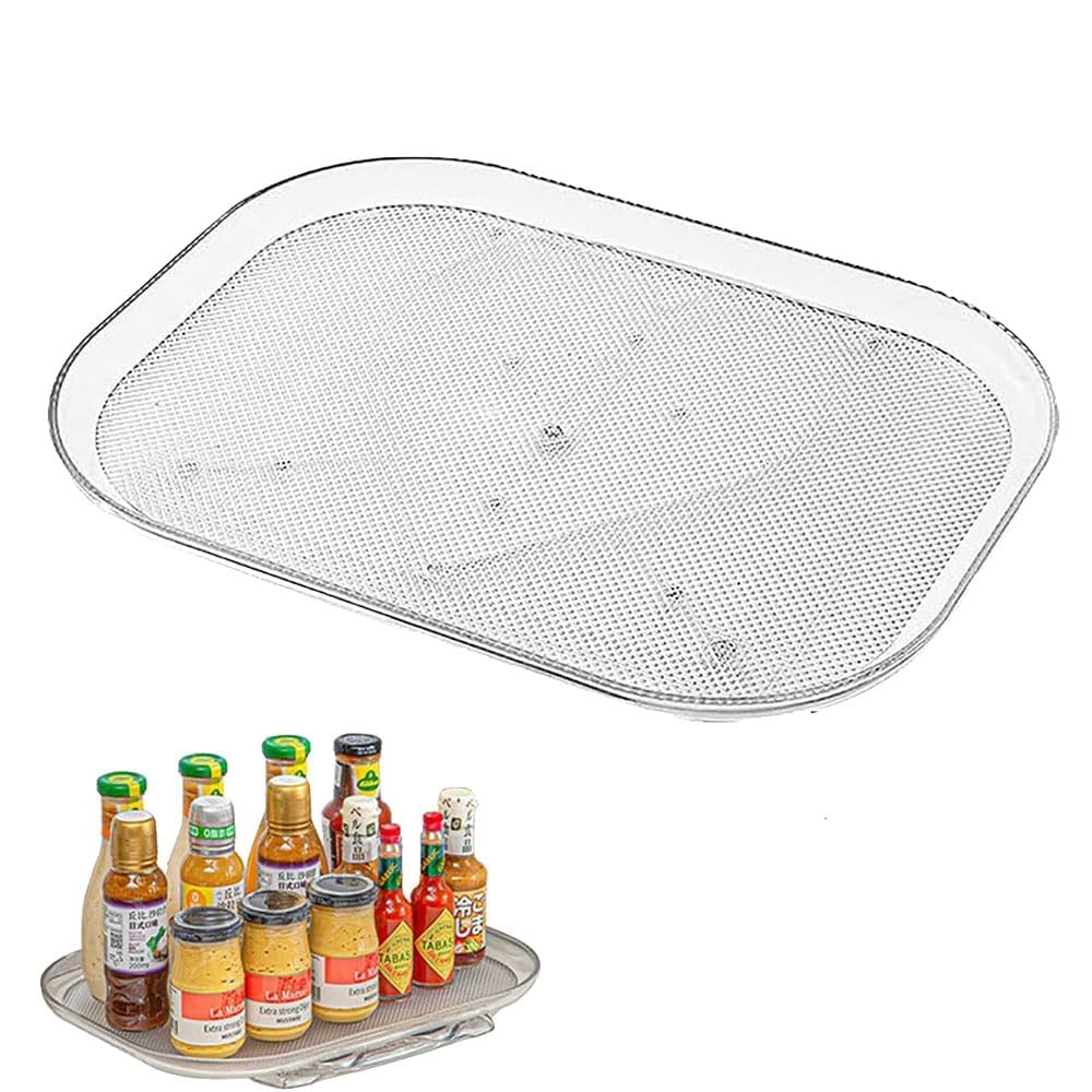 Square Lazy Susan for Refrigerator, Clear Rotating Lazy Susan Spice Organizer, Countertop Condiment Storage Rack for Kitchen, Pantry, Dining Table,Office (1pcs(15.8''x 11.8''))