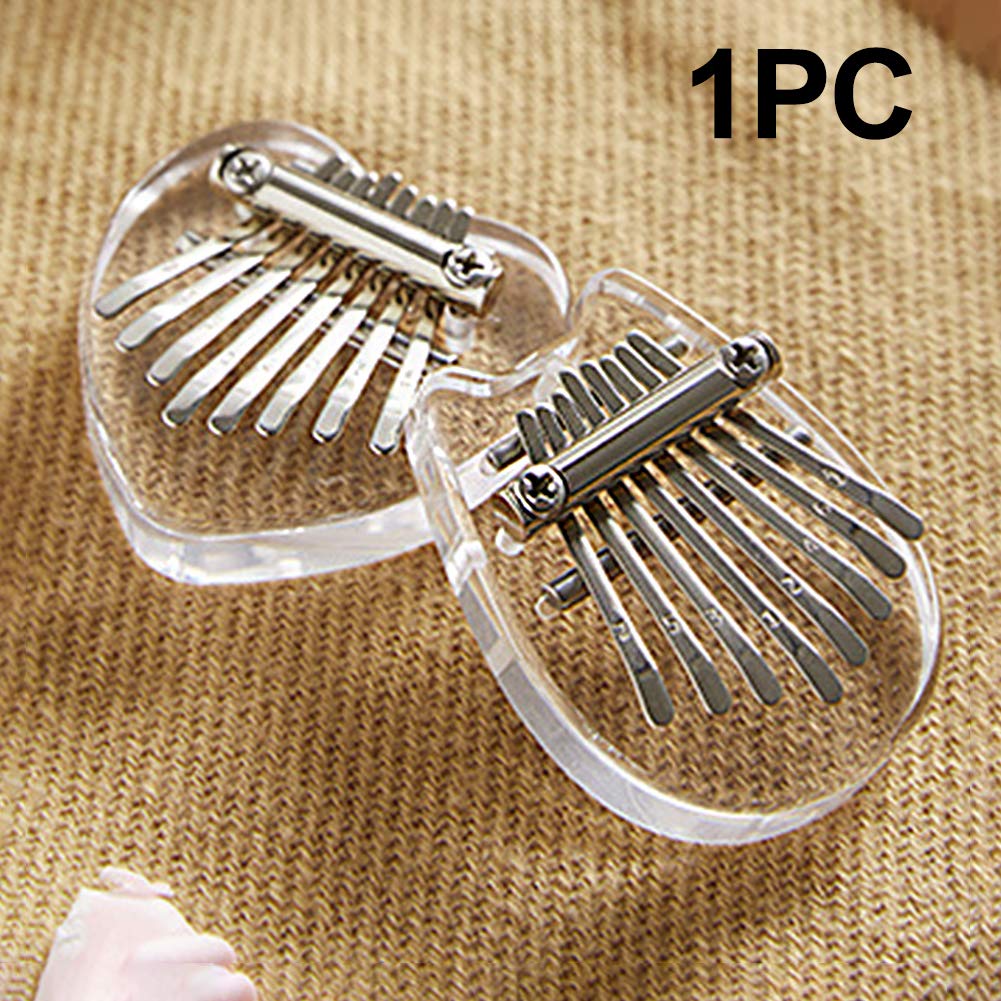 Thumb Piano, Portable Cute Mini Kalimba Beginner Musical Instrument | 8 Keys Transparent Acrylic Handheld Keyboard Pocket Finger Pendant for Children Gift