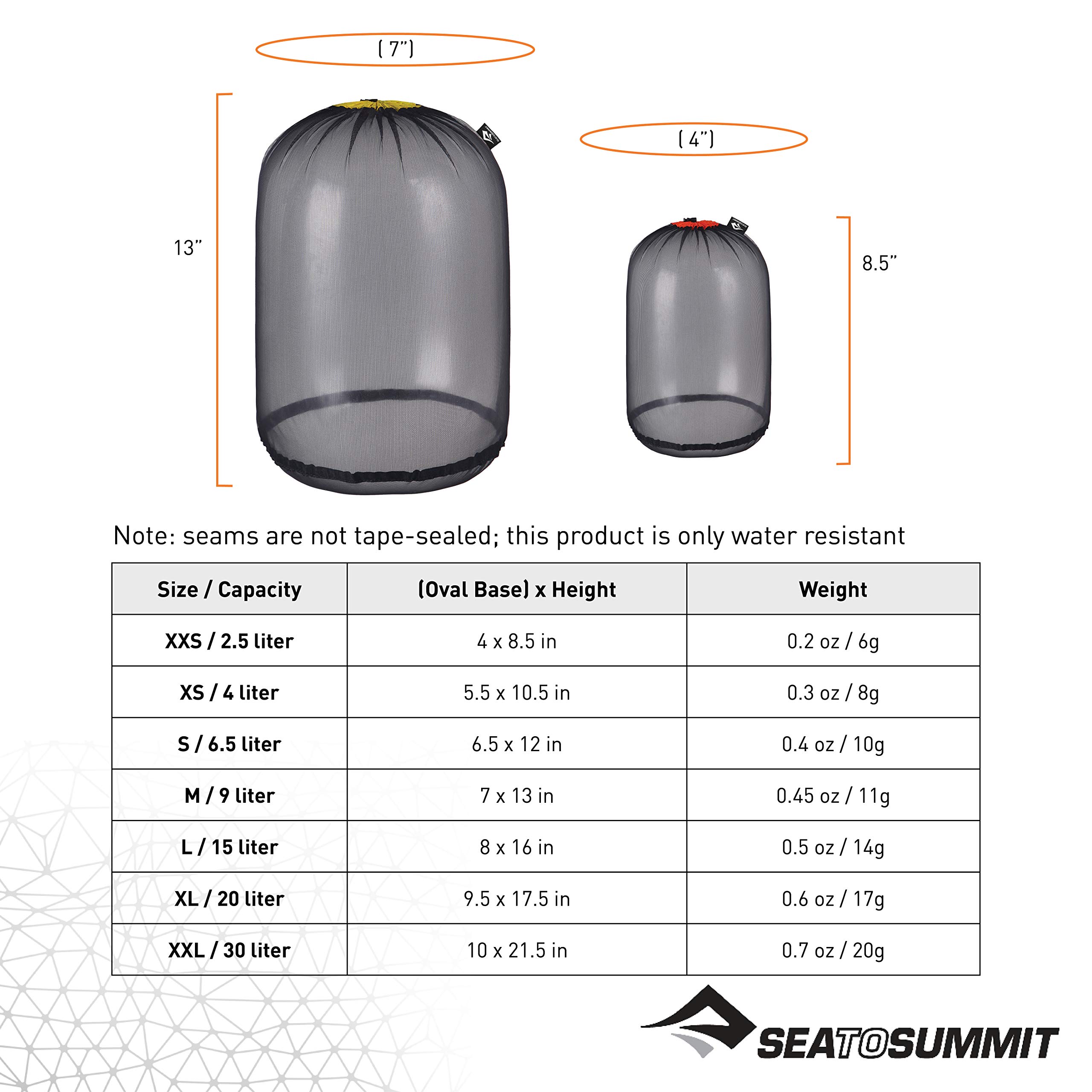Sea to Summit Ultra-Mesh Stuff Sack, Featherweight Outdoor and Travel Storage, XX-Small / 2.5 Liter