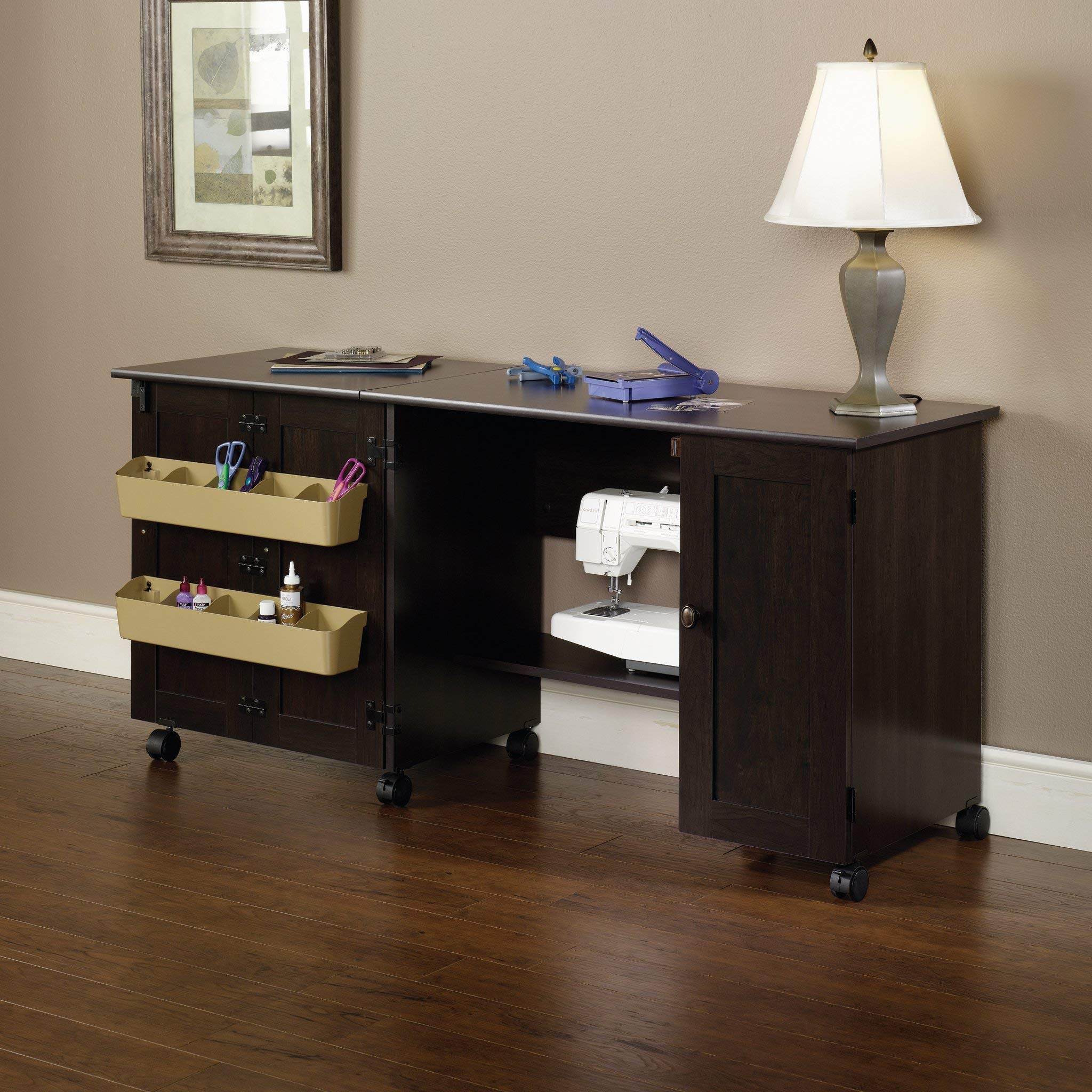 Sauder Select Sewing Craft Cart, Cinnamon Cherry finish