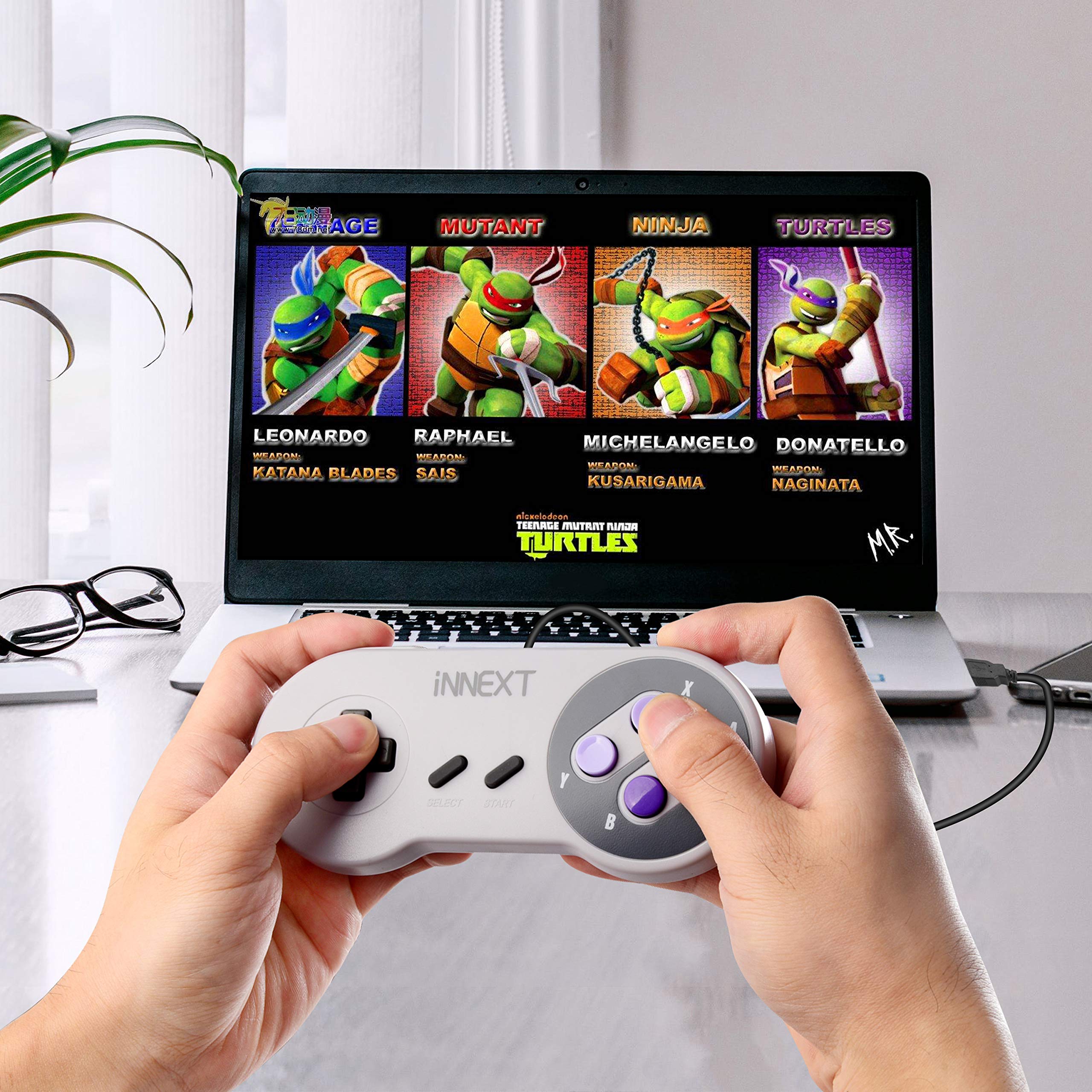 SAFFUN 2 Pack SNES Retro USB Controller Gamepad Joystick, USB PC Super Classic Controller Joypad Gamestick for Windows PC MAC Linux Raspberry Pi 3 Sega Genesis Higan