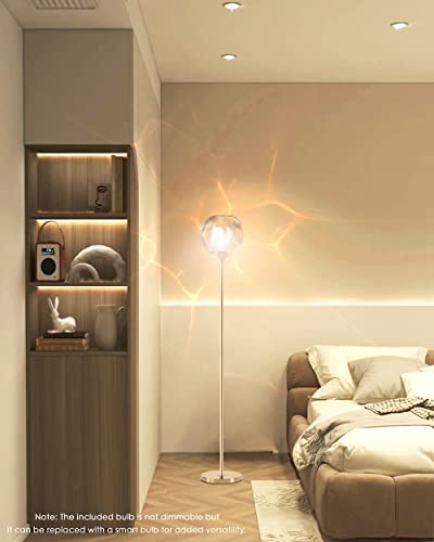 Yomony Floor Lamp - Open Glass Standing Light with Blub for Living Room, Bedroom, Office (Gold, Hill - Floorlamp)