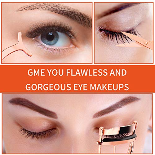 Yiwoo 5 Pieces Eyelash Applicator Tool,False Eyelashes Applicator,Eyelashes Tool,Eyelashes Curlers,Curved Eyelash Curler(Rose Gold)