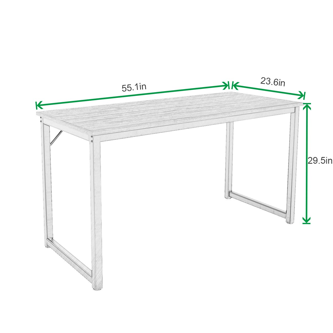 SogesPower 55 inches Modern Computer Desk PC Office Desk Study Desk Writing Table Multi-Purpose Workstation for Home Office Gaming Computer Desk, Black, SPGC-P2JJ-140BK