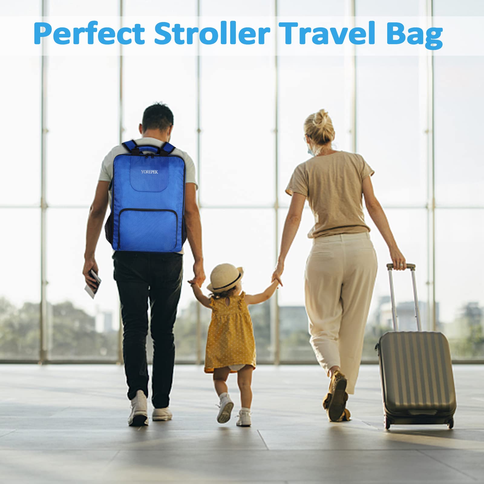 Stroller Travel Bag for Airplane Compatible with All GB Pockit Stroller, Foldable Stroller Storage Bag with Pockets for Baby Travel Essential, Lightweight Stroller Travel Backpack for Airplane
