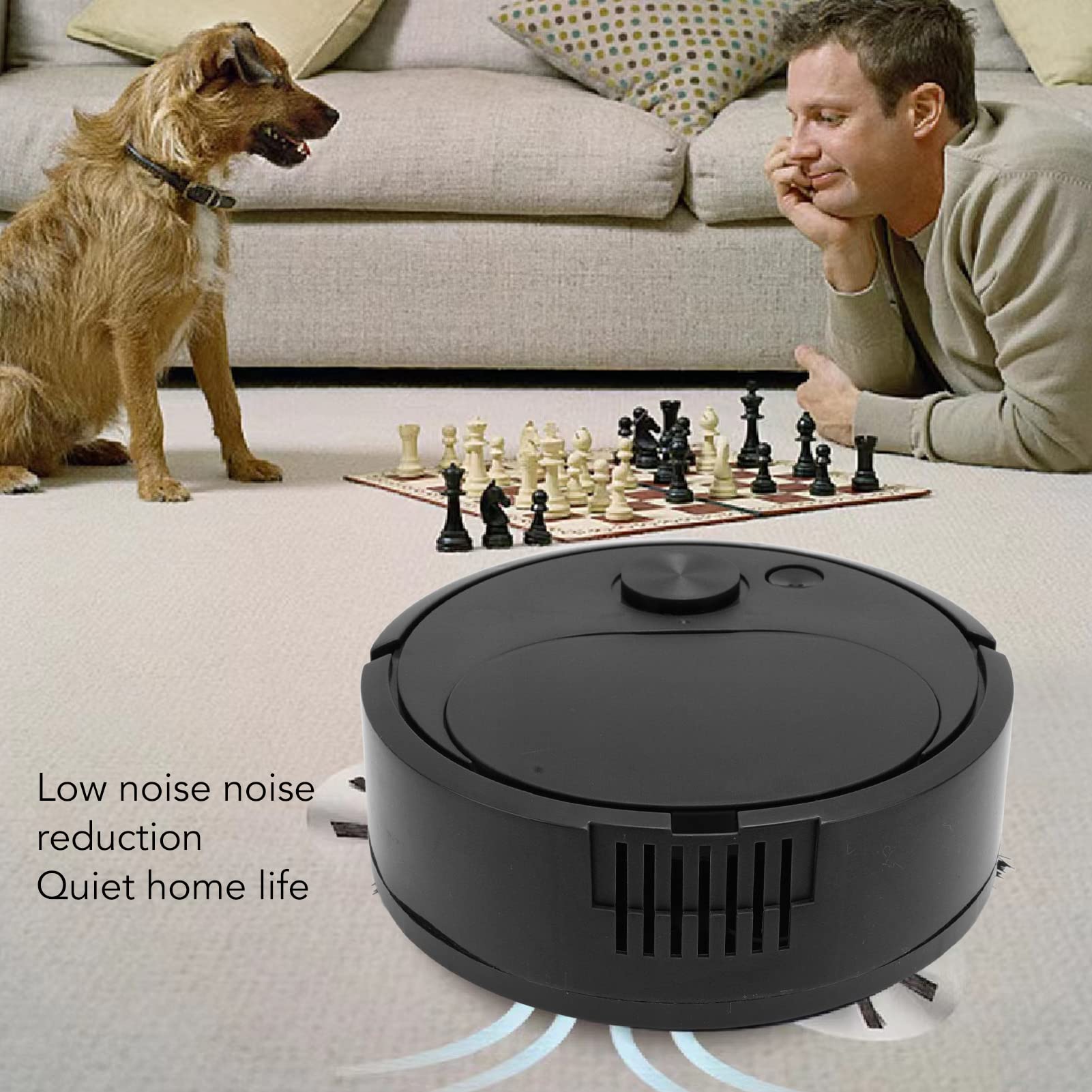 Smart Robot Vacuum Cleaner Multifunctional USB Charging Mini Sweeping Robot for Floors (Black)