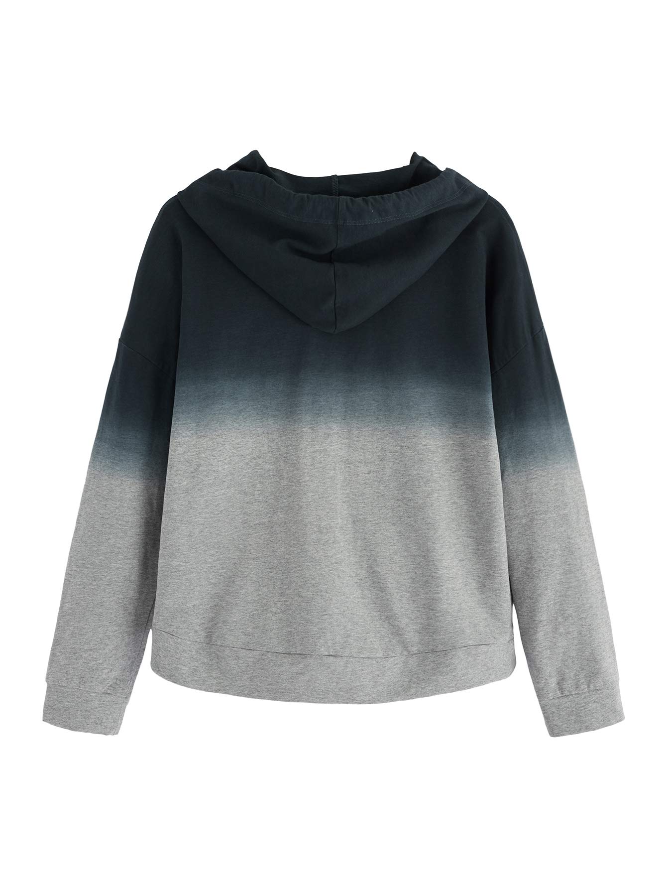 SweatyRocks Women's Long Sleeve Hoodie Sweatshirt Colorblock Tie Dye Print Tops Pink White Large