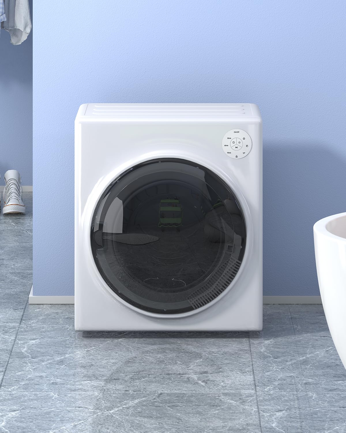 TABU Washer and Dryer Combo Set, 17.6lbs Full-Automatic Washing Machine with Drain Pump & 13LBS Portable Clothes Dryer (White)