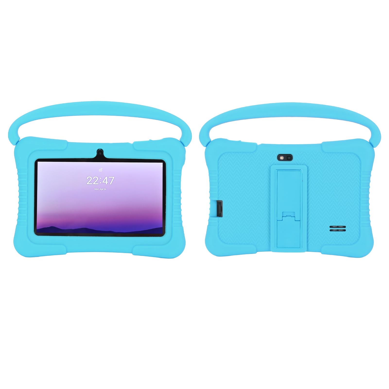 Vikye 7in Kids Tablet 2GB 32GB Quad Core Processor Dual Camera 3D Design Tablet Protective Cover Android 10 (US Plug)