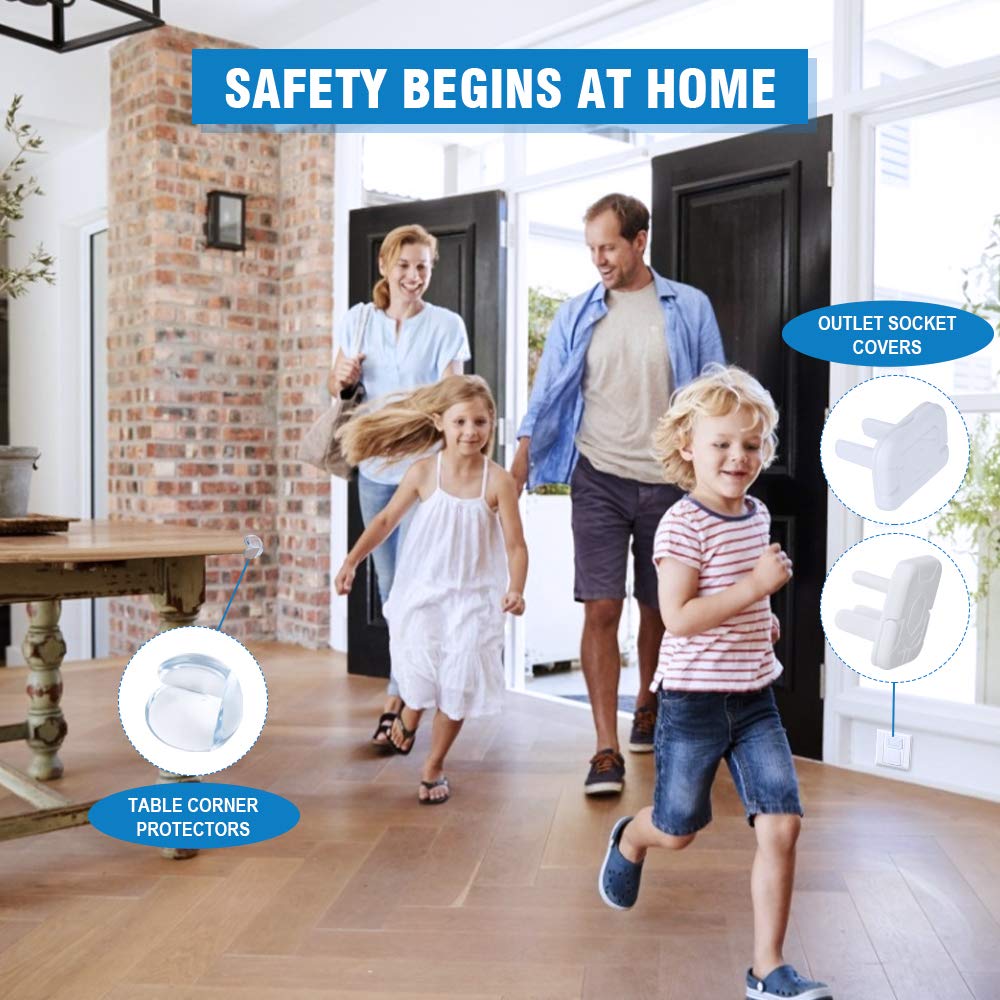 YOGERSSY Outlet Covers with Hidden Pull Handle, Table Corner Protectors for Baby, Baby Proofing Kit with Plug Covers and Corner Guards, Keep Child Safe, 36-Pack