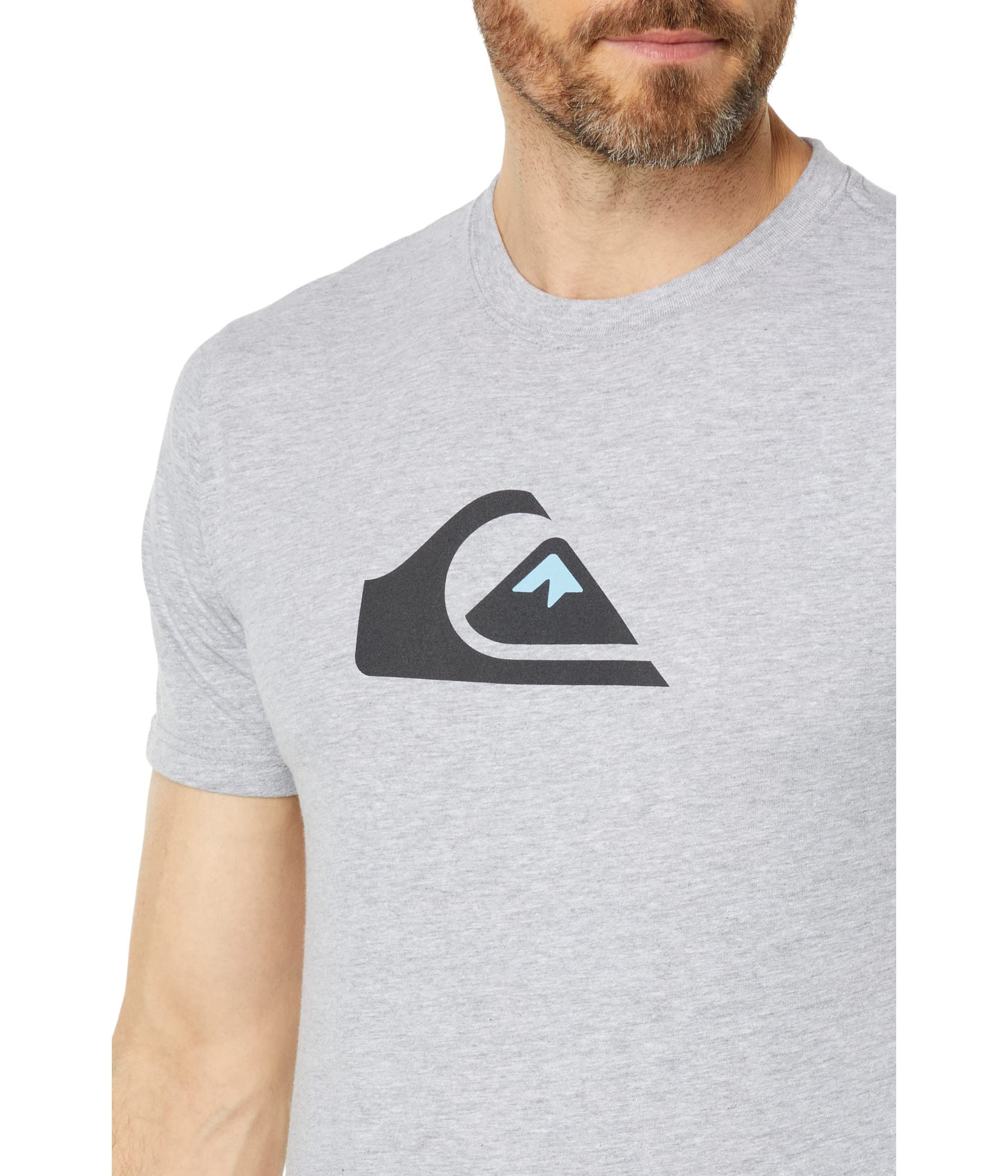 Quiksilver Mens Regular Fit Graphic Tees - Comp Logo (Athletic Heather, Large)