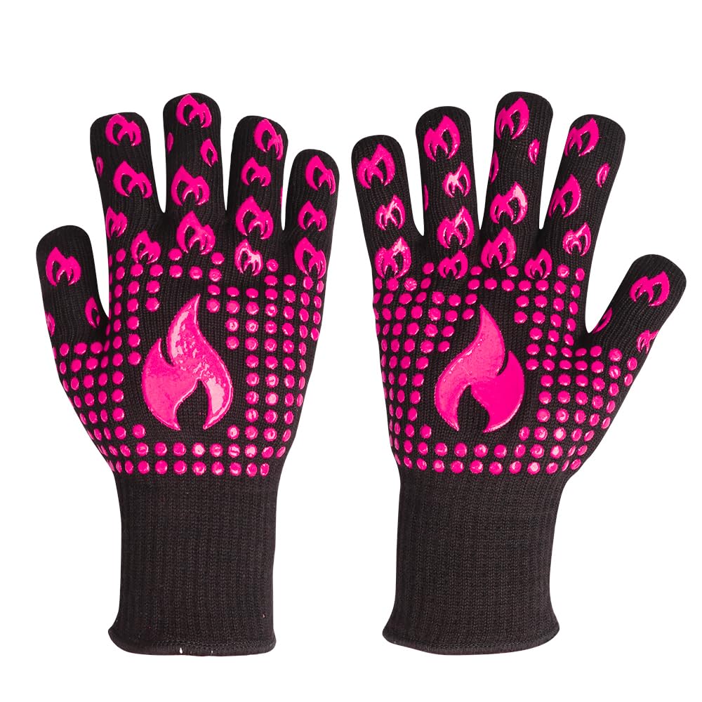 Srramy BBQ Gloves - 1472°F Super Heat and fire Resistant,Barbecuing, Baking, Smoking and Camping. Perfect for Both Men and Women Violet
