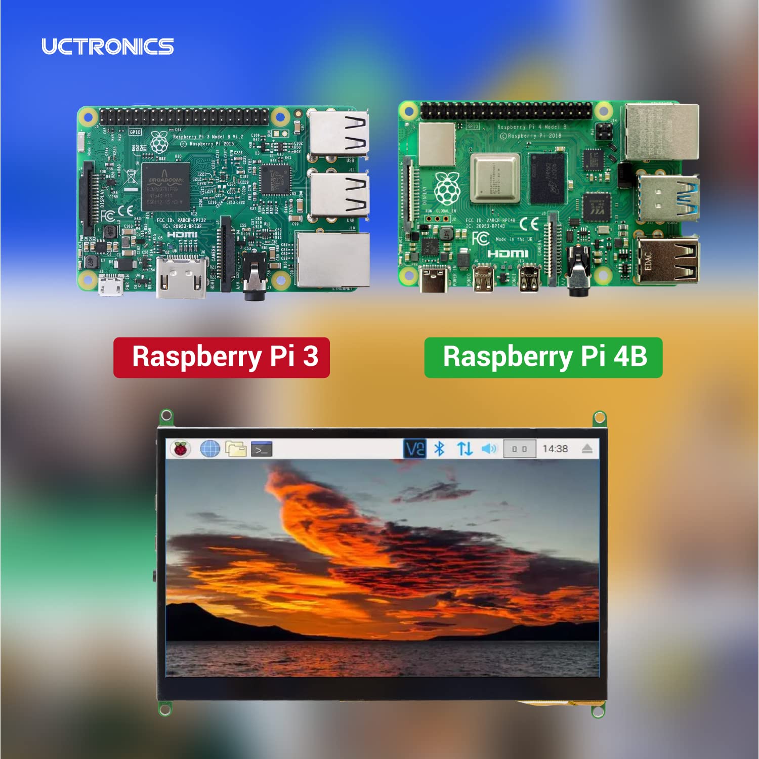 UCTRONICS 7 Inch IPS Touch Screen for Raspberry Pi 4, 1024×600 Capacitive HDMI LCD Touchscreen Monitor Portable Display for Raspberry Pi 4 B, 3 B+, Windows 10 8 7 (Free Driver)