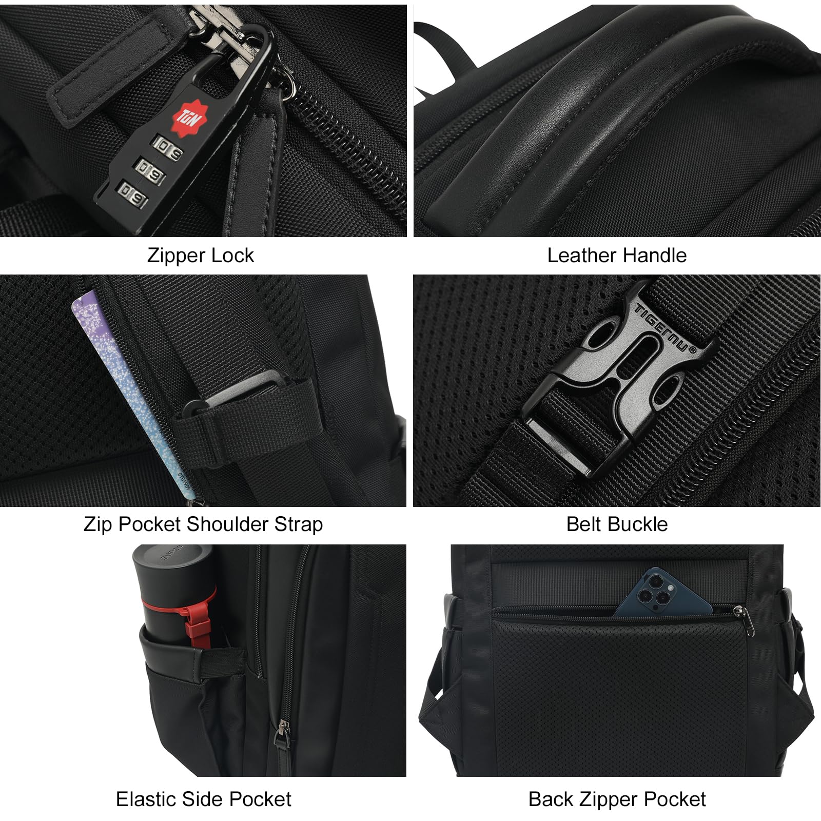 TIGERNU Laptop Backpack for Men Double Layer Business Backpack 15.6 Inch Water Resistant Work Computer Backpack (T-B002 Black)
