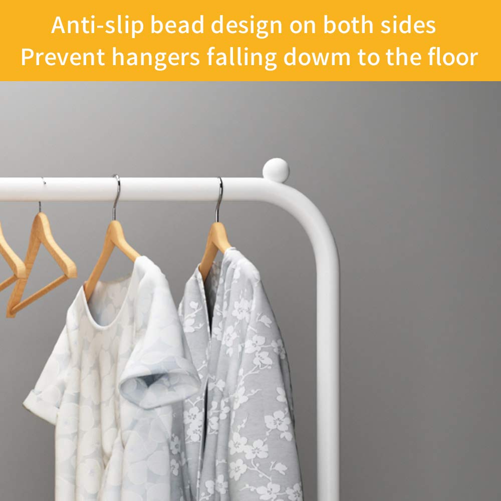 UDEAR Garment Rack,43.3 Inches Freestanding Hanger Double Pole Multi-functional Bedroom Clothing Rack, White