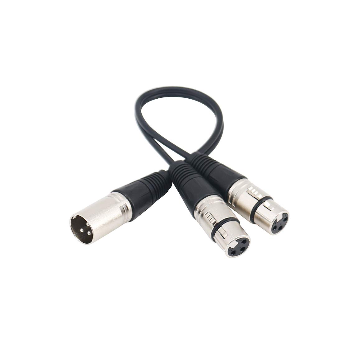 Tan QY Splitter XLR Cable 3 Pin XLR Splitter Y-Adapter Male to 2 Female DMX Cable, mic preamp, Splitter Patch Cable (1Ft)