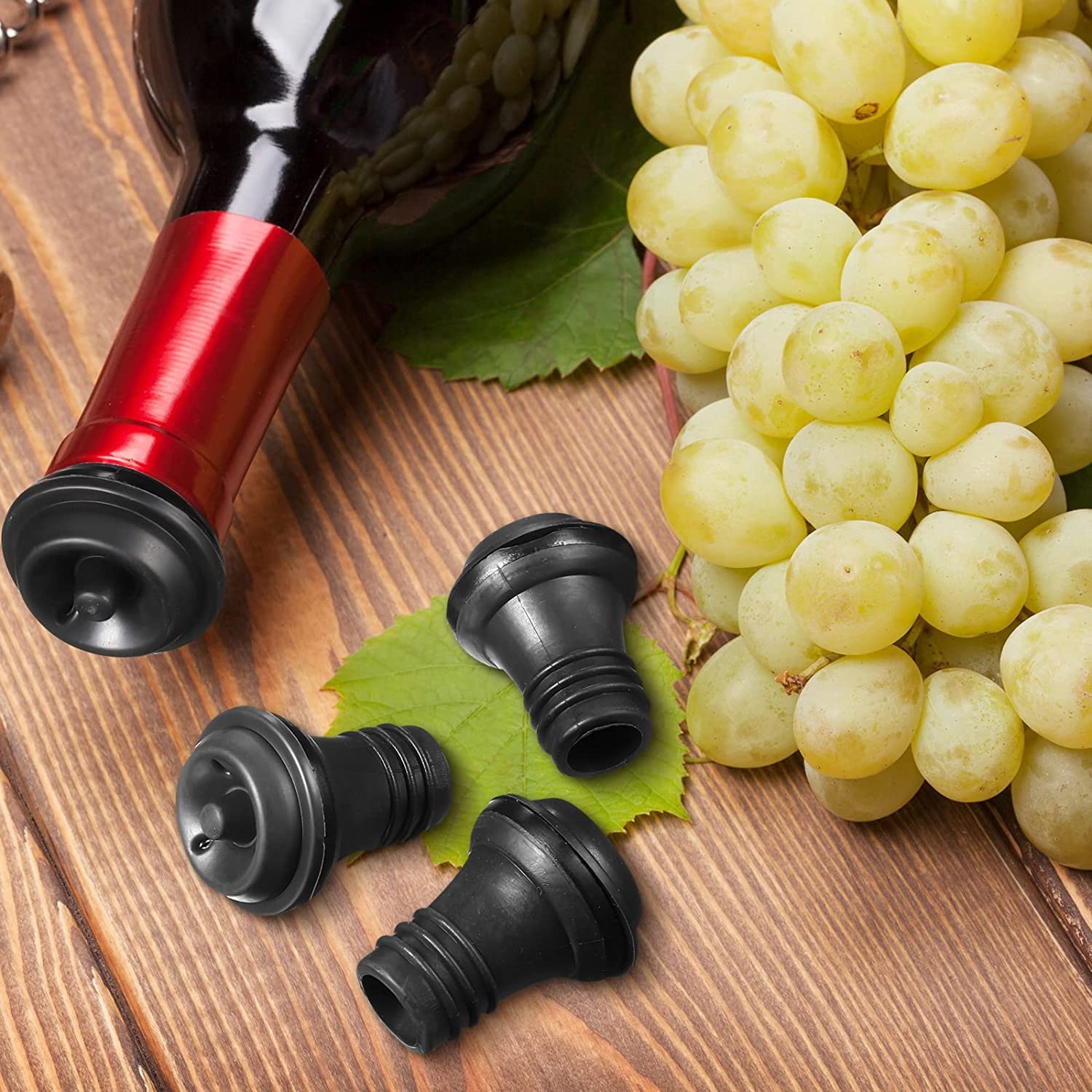 Wine Vacuum Stoppers Set of 3β Black