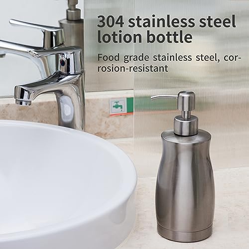 ZEBEYIMA Brushed Stainless Steel Countertop Soap Dispenser Rust and Leak Resistant Hand Soap Pump with Funnel for Kitchen Countertops and Bathroom Dispensers (13.5 oz/400 ml)…