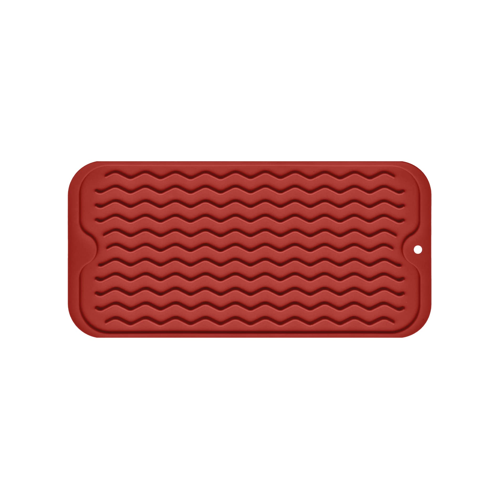 Silicone Dish Drying Mat, Non-Slip Easy Clean Sink Mat Large Heat-resistant Dish Drainer Mat for Kitchen Counter, Sink, Refrigerator or Drawer liner (12" x 6", RED)