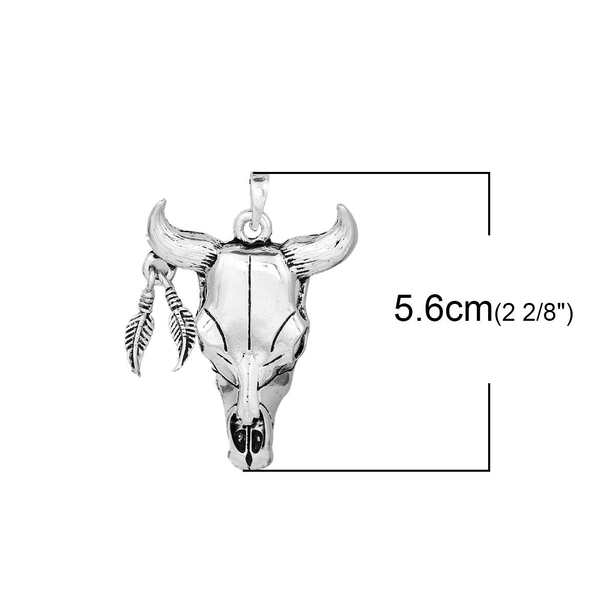 Sexy Sparkles Indian Western Vintage Native Feather Cow Bull OX Horn Buffalo Skull Pendant