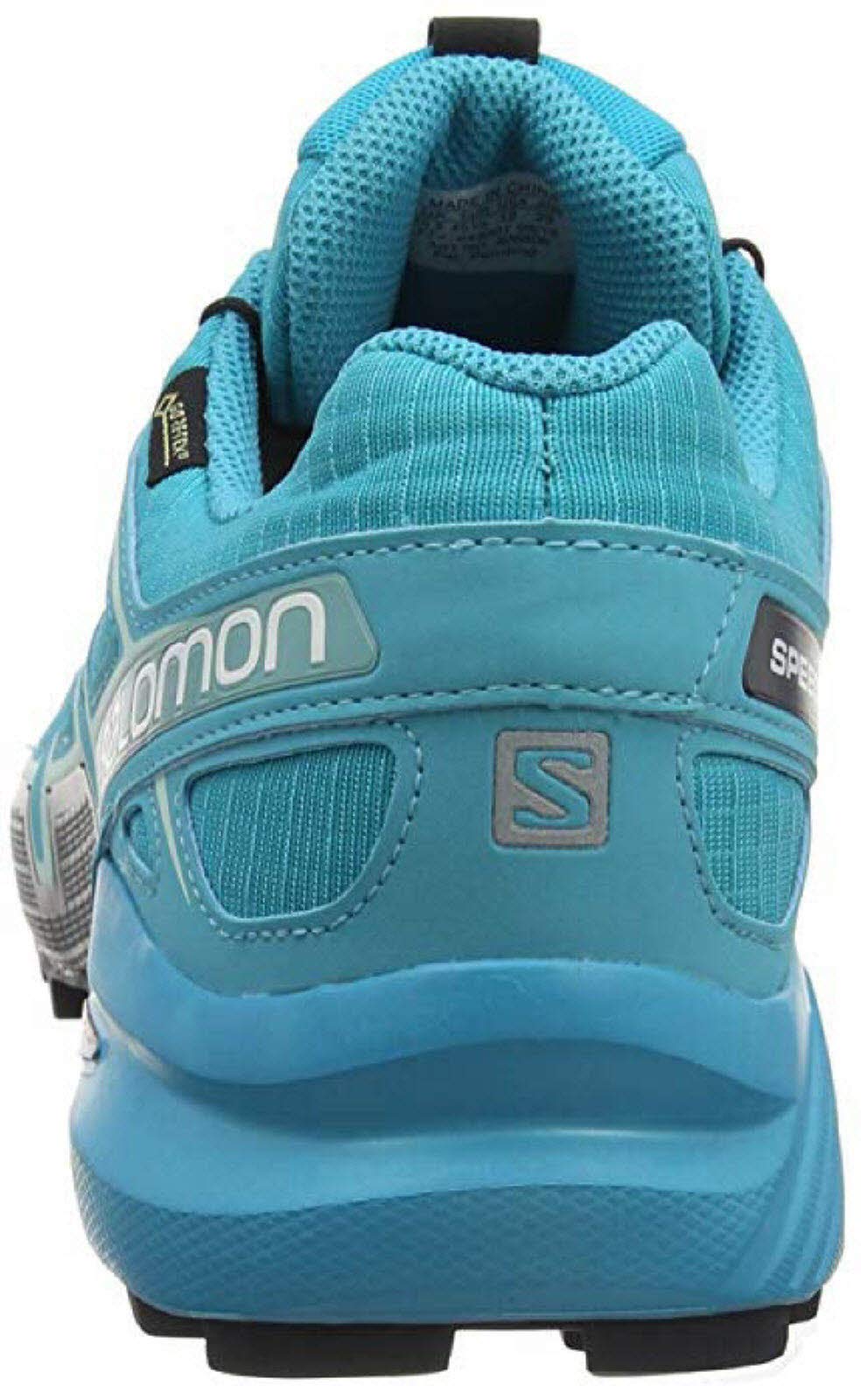 Salomon Women's Speedcross 4 GORE-TEX Trail Running Shoes, Black/Black/Metallic Bubble Blue, 8 M US