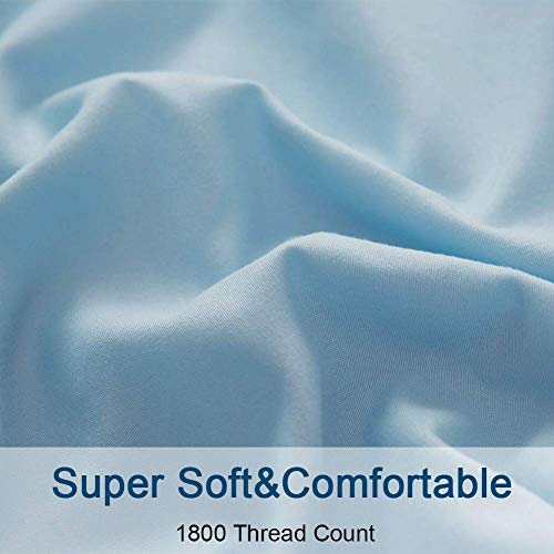 SONORO KATE Bed Sheet Set Super Soft Microfiber 1800 Thread Count Luxury Egyptian Sheets 16-Inch Deep Pocket,Wrinkle -3 Piece (Spa Blue, Twin XL)