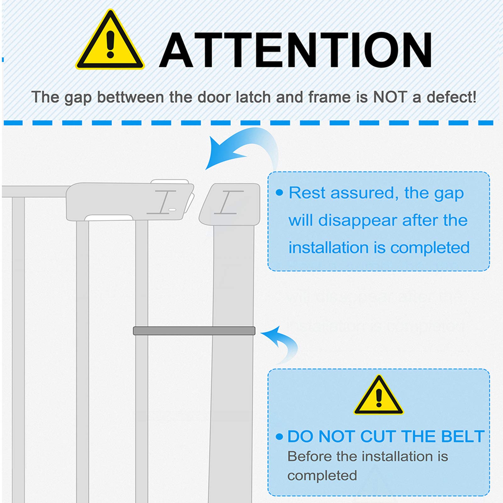 Tokkidas 40.6"-29.5" Auto Close Safety Baby Gate, Dog Gate, Durable Easy Walk Thru Child Gate for Stairs, Doorways, House, Includes 2.75" & 5.5" Extension, Pressure Mounted, NO Drilling, Arched White