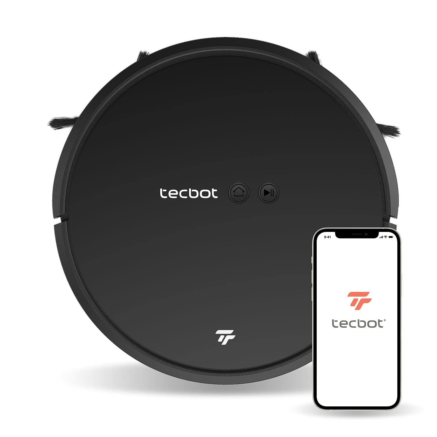 TECBOT Robot Vacuum Cleaner, 2000Pa Strong Suction, WiFi/App/Alexa, Automatic Charging Robotic Vacuum Cleaner, Ultra-Quiet and Efficient Robot Vacuum Cleaner, Suitable for Hard Floors, Carpets