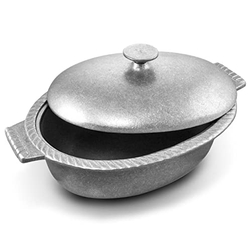 Wilton Armetale Gourmet Grillware Oval Chili Pot with Lid, 4-Quart