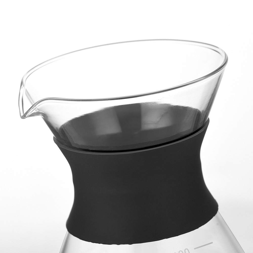 XIYUAN Pour Over Coffee Maker,With Paperless Reusable Stainless Steel Filter 600ML/20.2oz Carafe Borosilicate Glass Coffee Pot Hand Coffee Dripper Brewer Pot Set