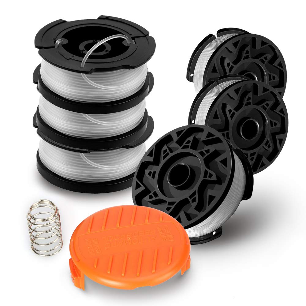 String Trimmer Spool Replacement for Black and Decker，AF-100 Weed Eater Spools with 30 Feet of .065-Inch Line, GH600 GH900 Edger with RC-100-P Spool Cap Covers