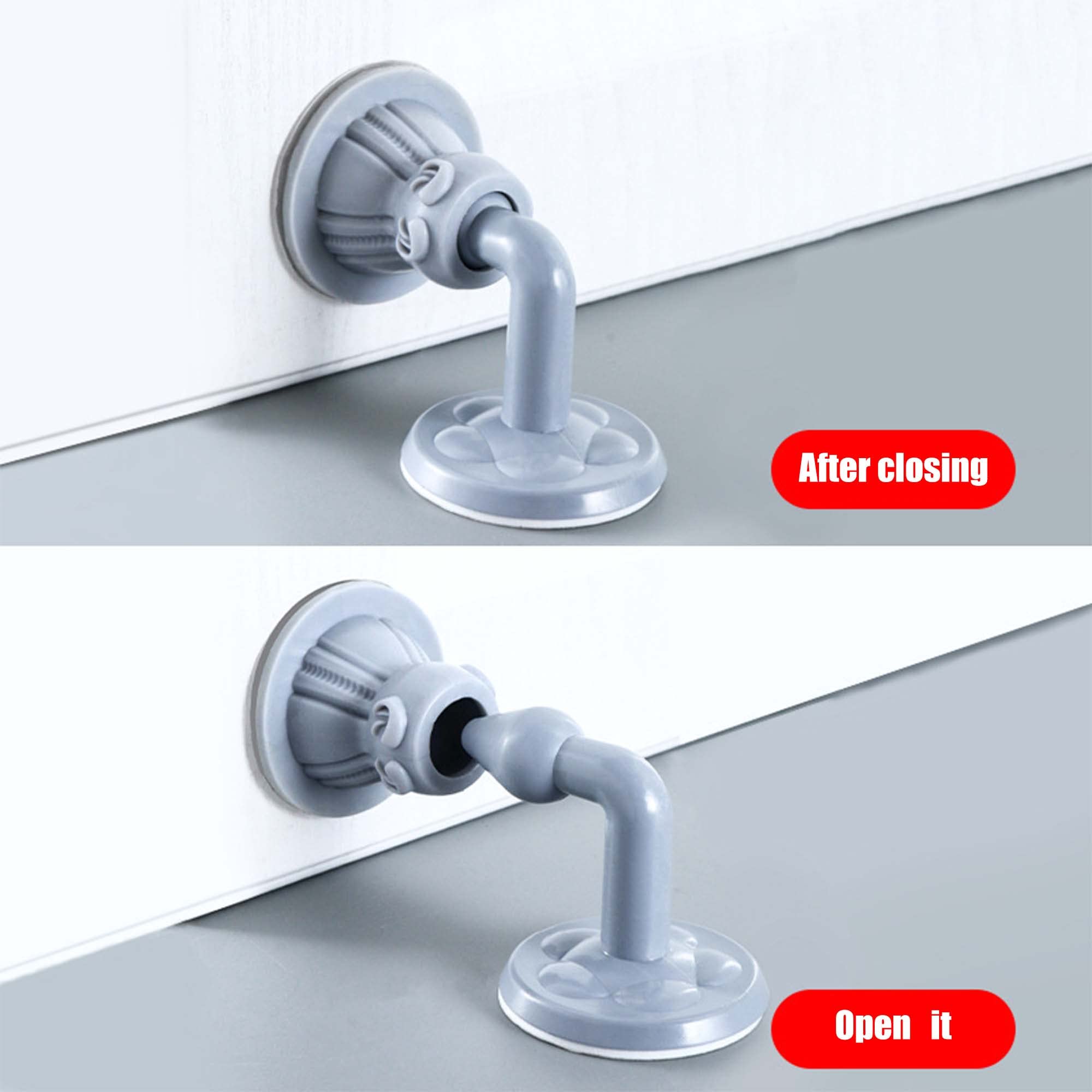 SooGree Door Stopper,Rubber Mute Door Stop,90 Degrees Elasticity Door Catch Holder,No Drill Doorstop with 3m Self Adhesive Tape (1 Pack White Bend)