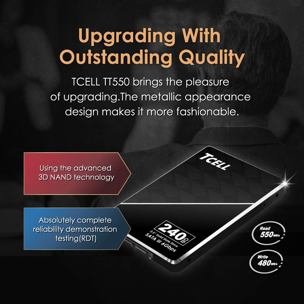 TCELL TT550 960GB 3D Nand Sata III 2.5'' Internal SSD- Reads/Writes up to 550/480 MB/s