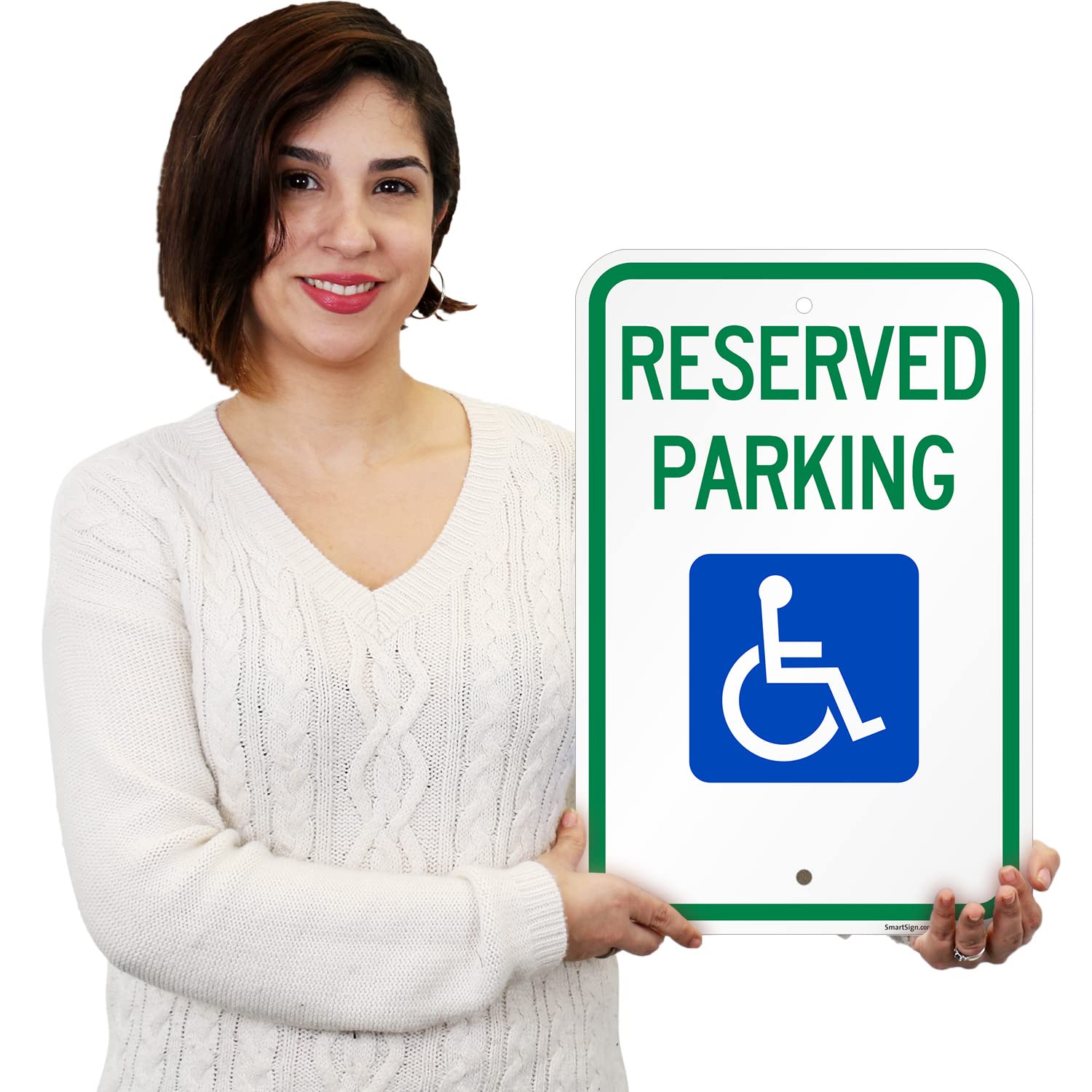 SmartSign Basics Reserved Parking Federal Handicap Parking Sign | 12" x 18" Engineer Grade Reflective ACM
